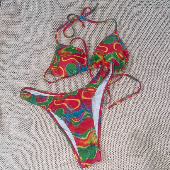 Cider | Swim | Heat Signature Bikini High Cut Cider Red Green Yellow ...